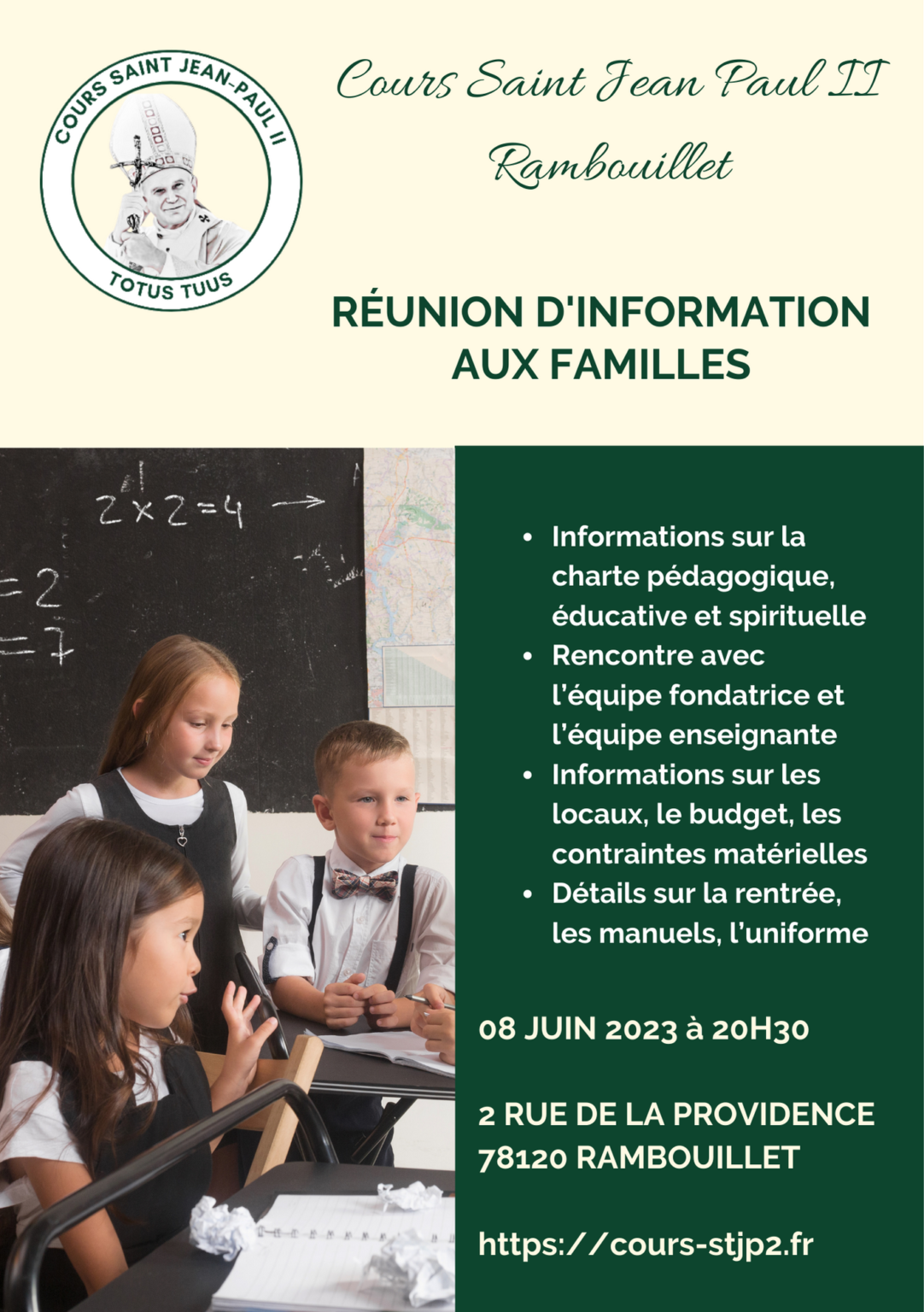 Réunion d'information - Cours Saint Jean-Paul 2 - Rambouillet